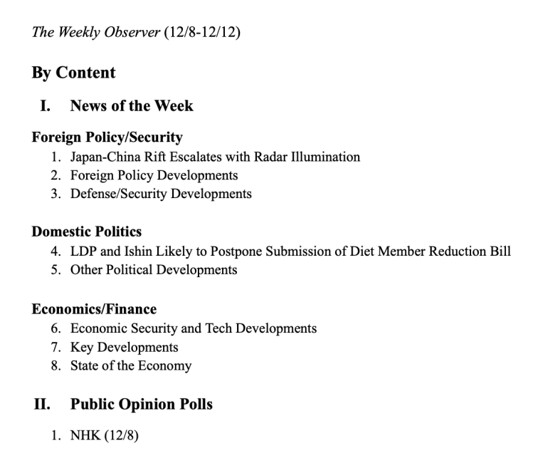 The Weekly Observer: December 8-12 – Rintaro Nishimura